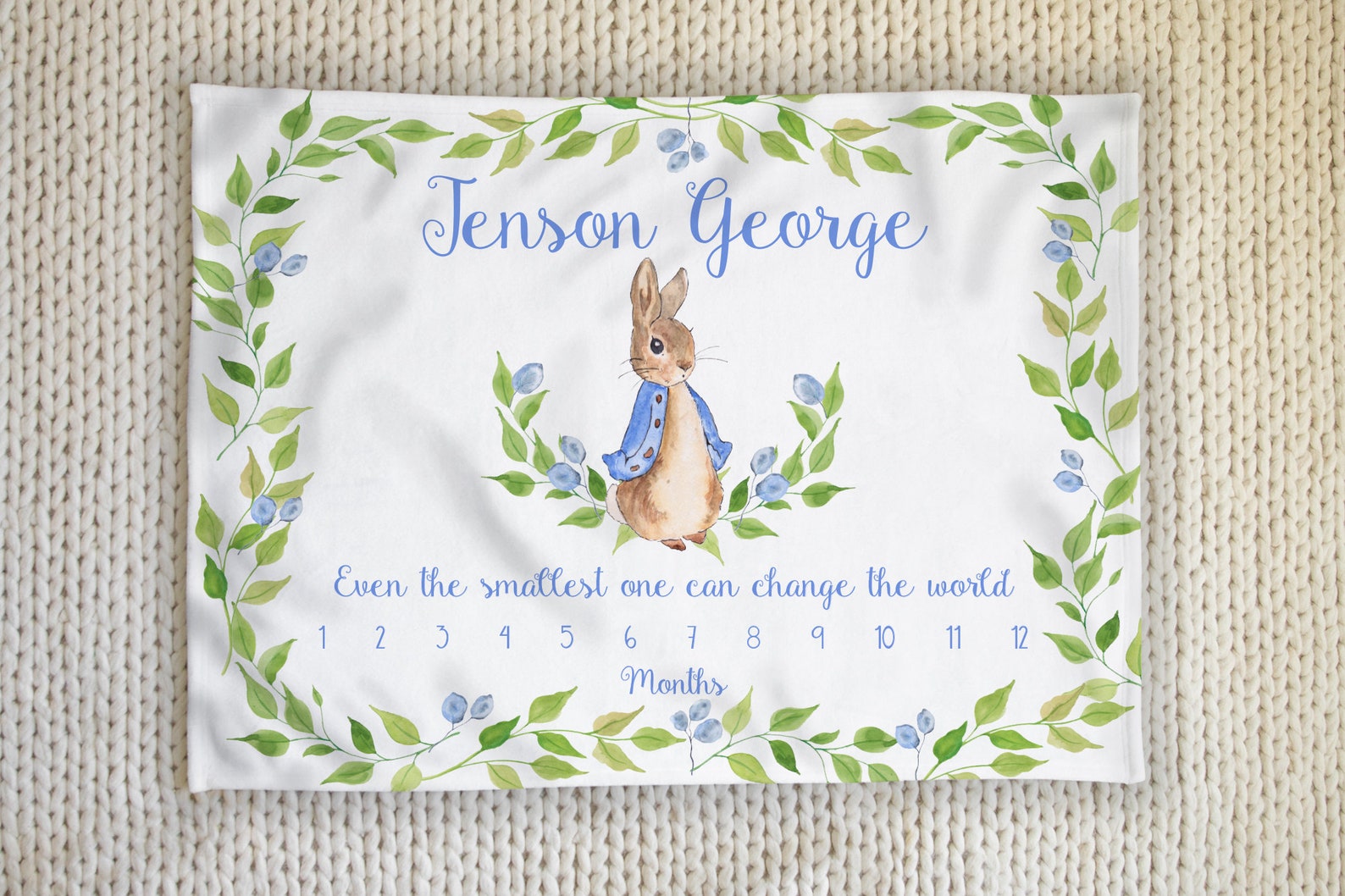 Peter Rabbit Baby Milestone Blanket, Rabbit Bedding, Personalized Baby ...