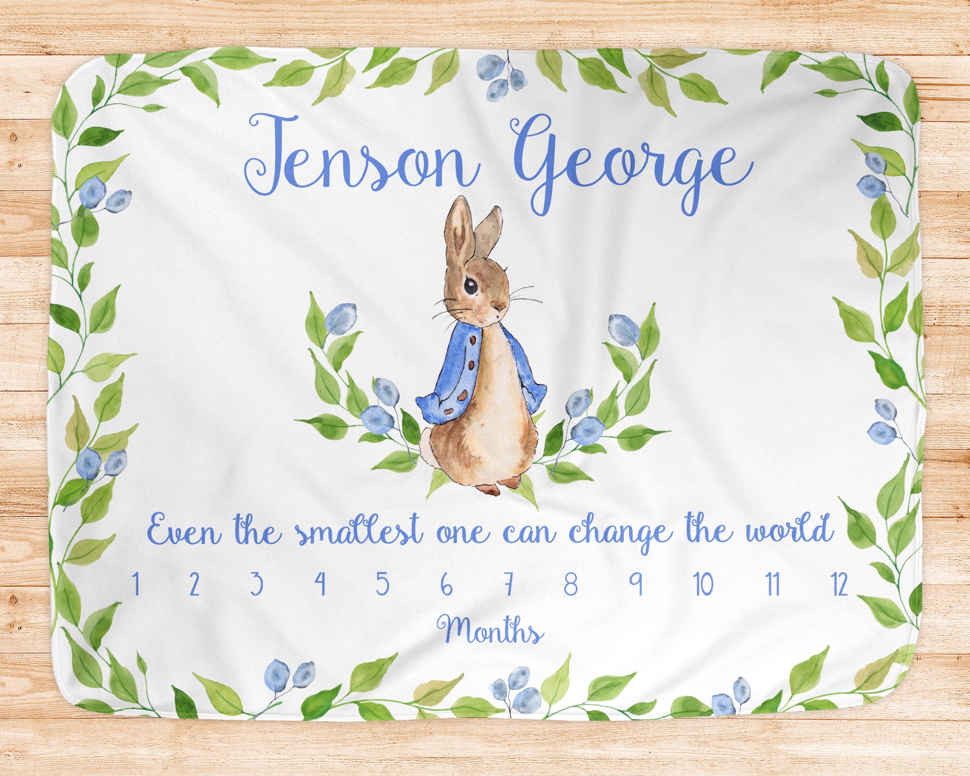 Peter Rabbit Baby Milestone Blanket, Rabbit Bedding, Personalized Baby ...
