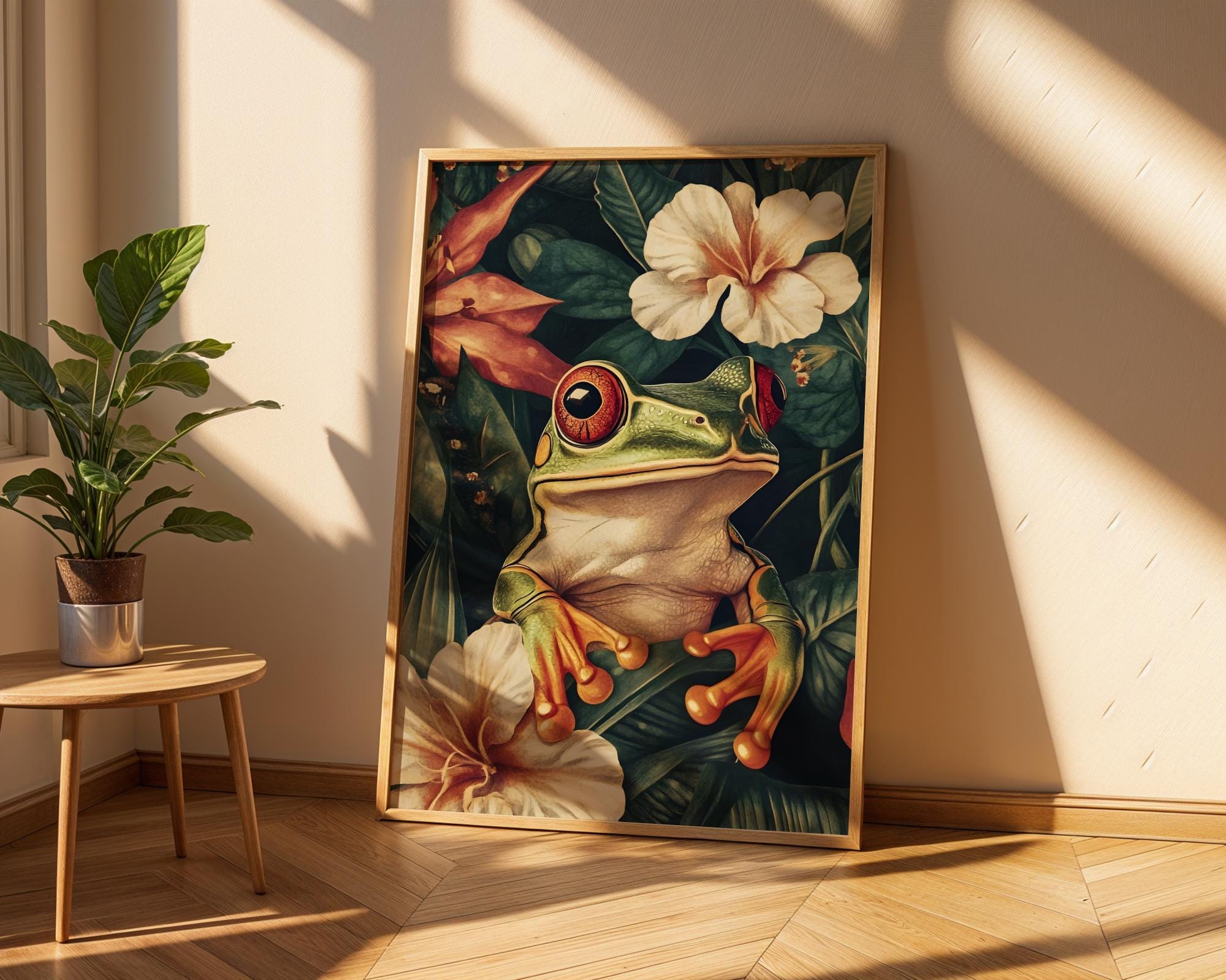 Tree Frog Art Print Red Eyed Tree Frog Wall Art Tropical Frog Painting ...