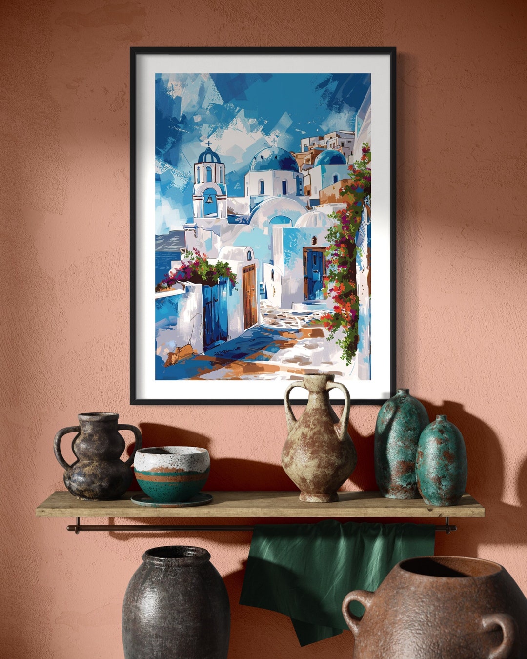 Santorini Dreams: Greek Architecture Art Print With Blue Domes ...