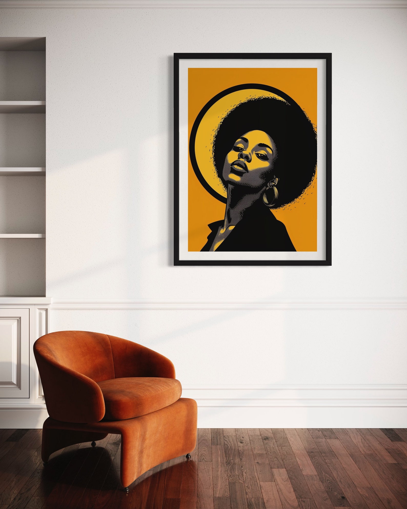 Bold Yellow Afro Retro 70's Art Print Abstract African American Female ...