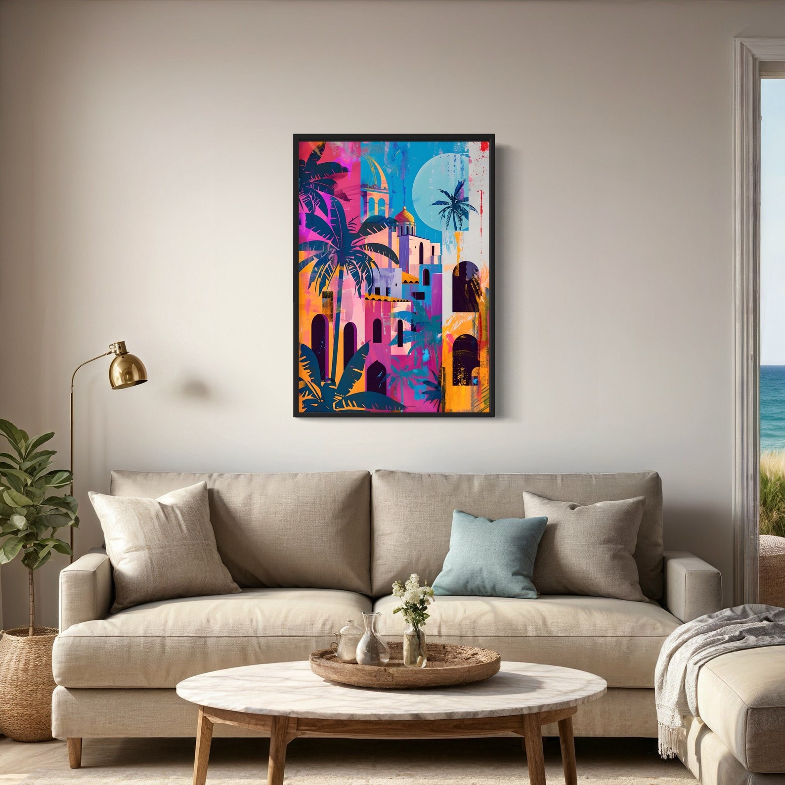 Havana Pop Art Print Colourful Cuban Style Buildings Palm Trees ...