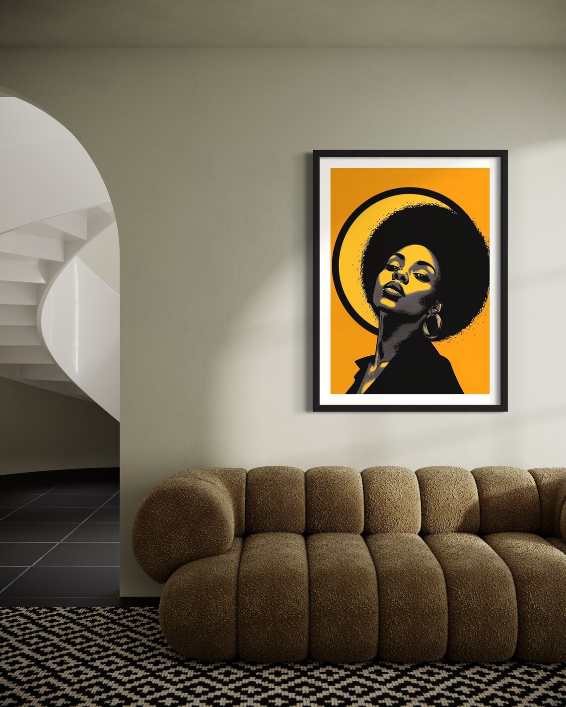 Bold Yellow Afro Retro 70's Art Print Abstract African American Female ...