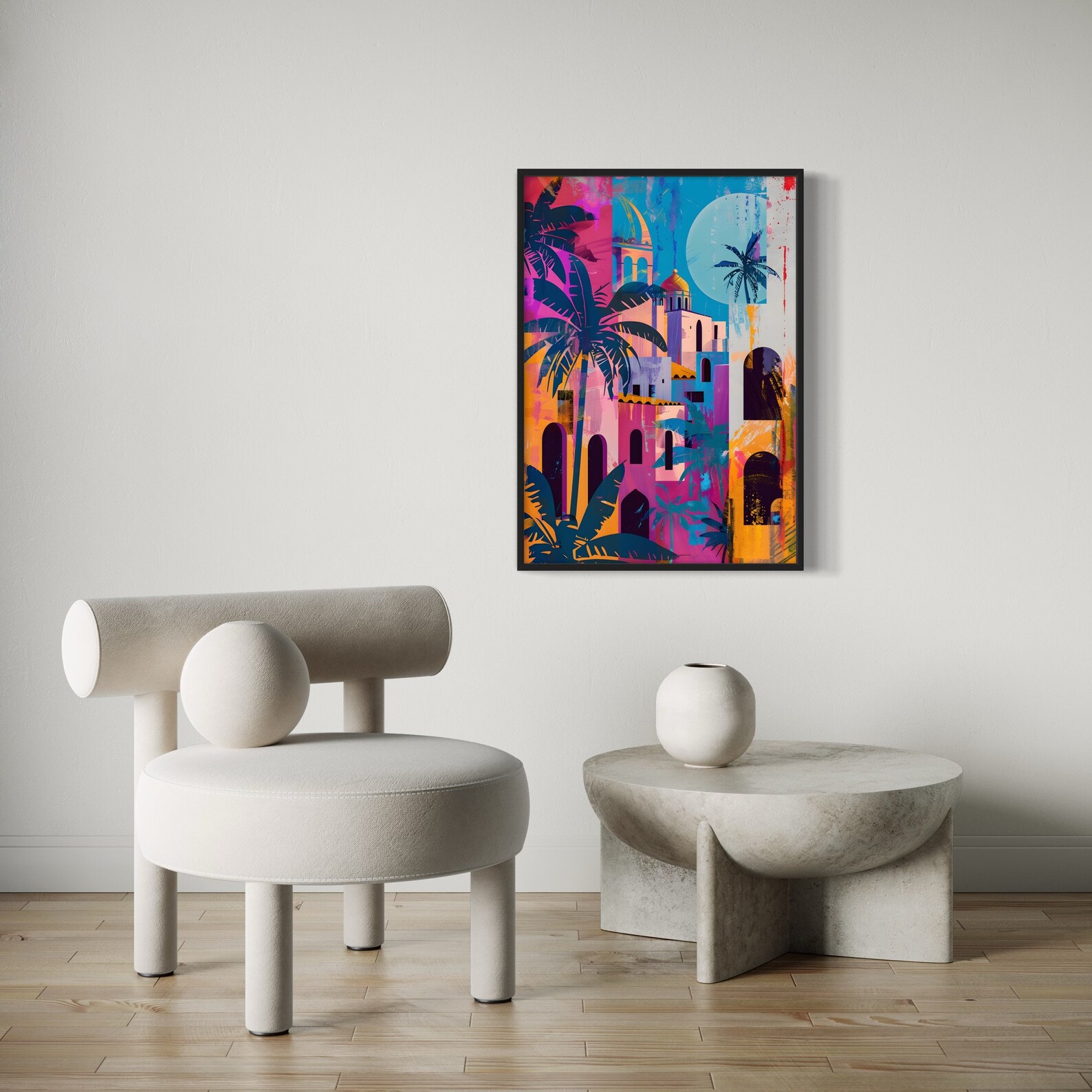 Havana Pop Art Print Colourful Cuban Style Buildings Palm Trees ...