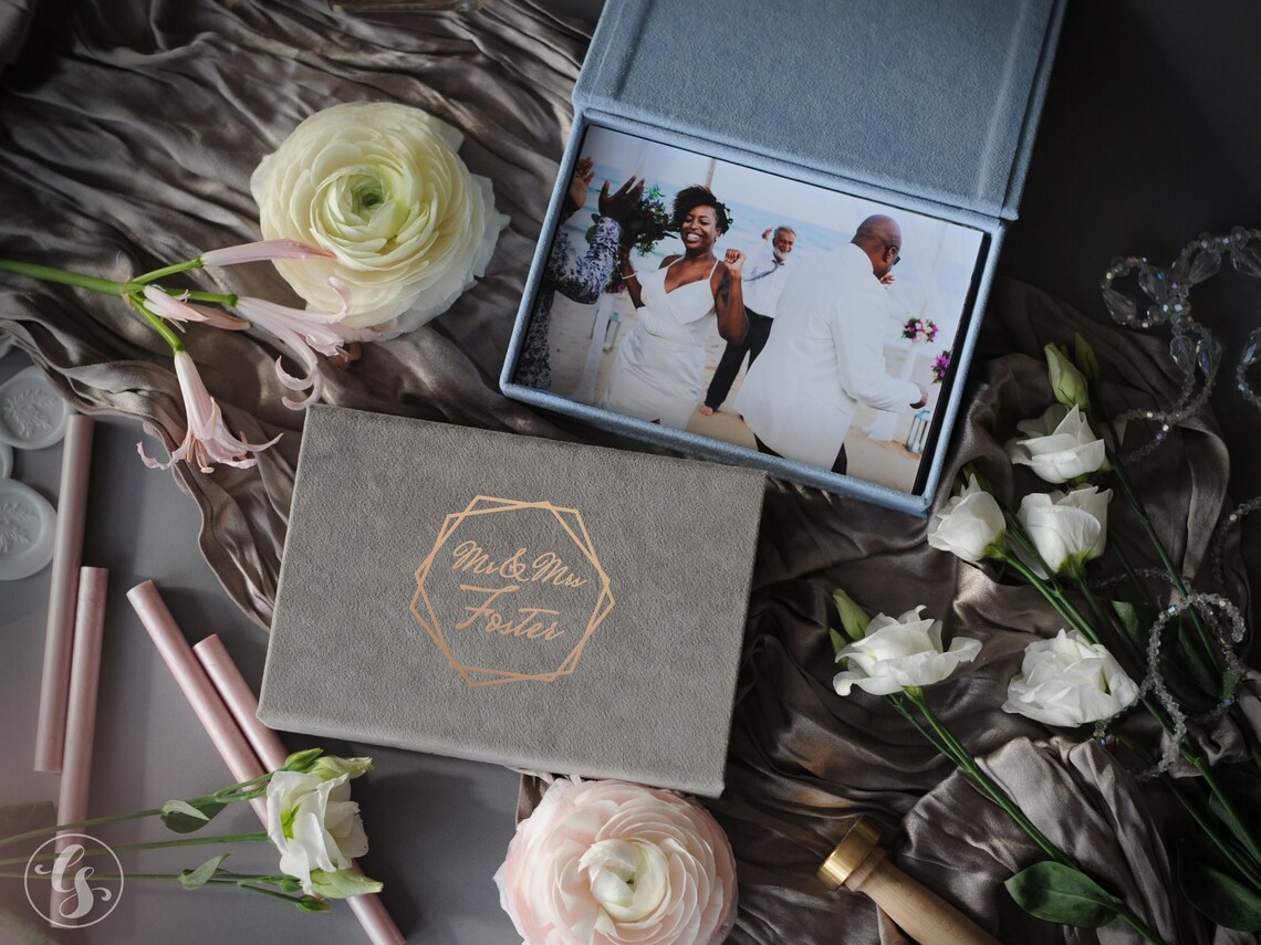 Velvet Photo Box Custom Wedding Photo Storage Box 4x6, 5x7, 6x8 ...