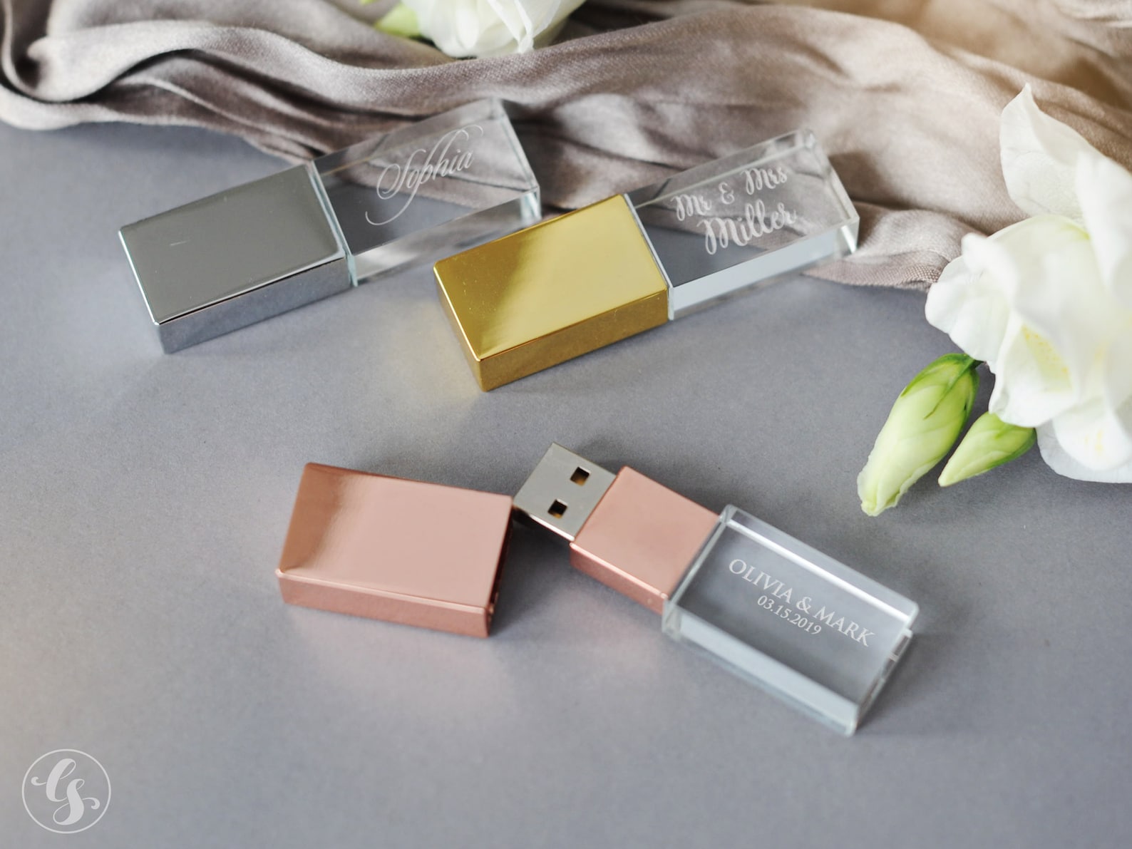 Custom USB Box and USB Drive, Wedding Glass Engraved USB Flash Drive 8 ...