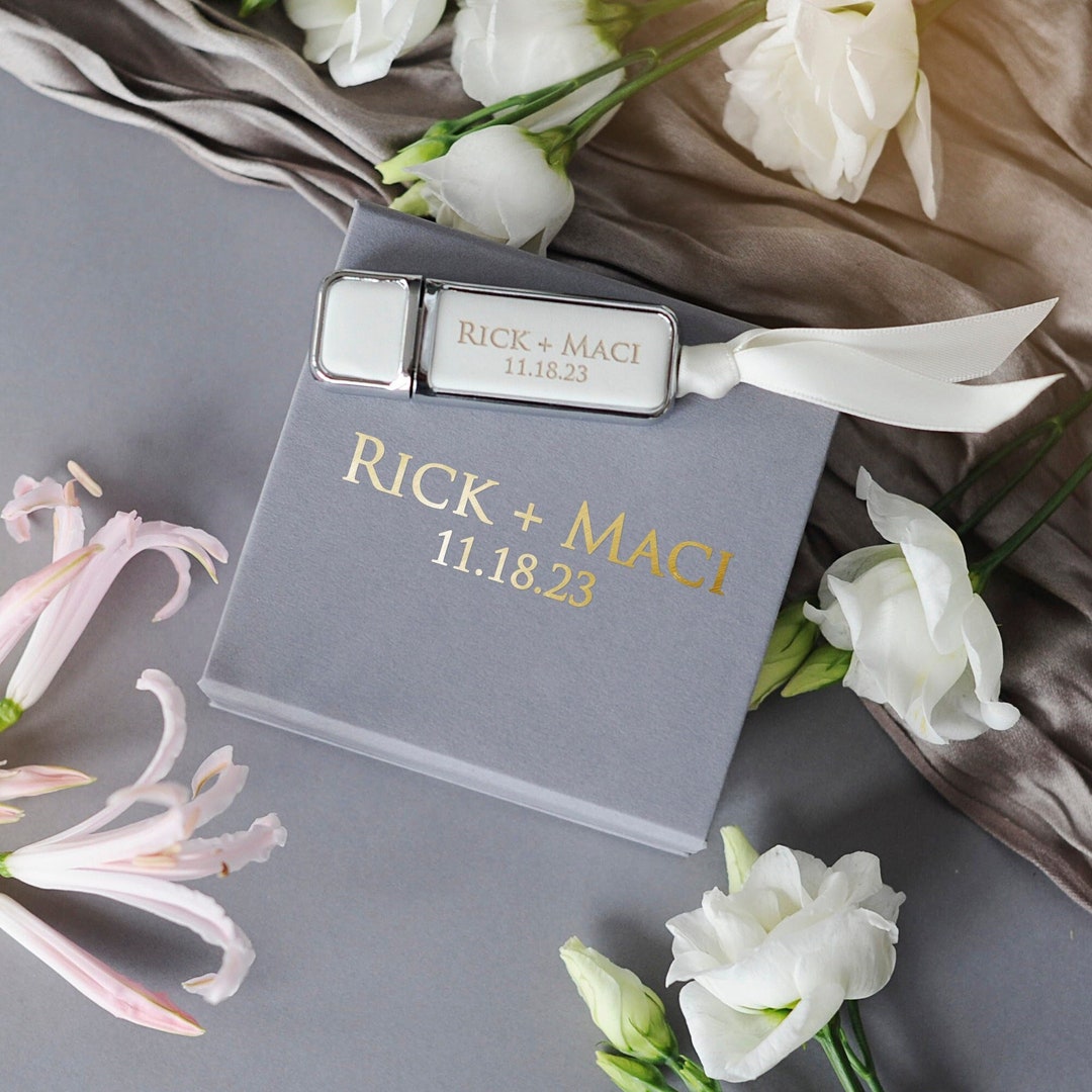 Custom Print USB Drive, Personalized Wedding Usb Flash Drive and Box ...