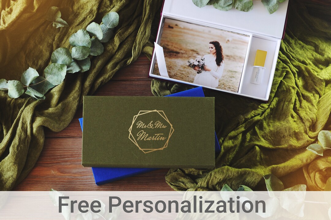 Custom Photo Box With USB Engraved, Wedding Photo Memory Box, Linen Box ...