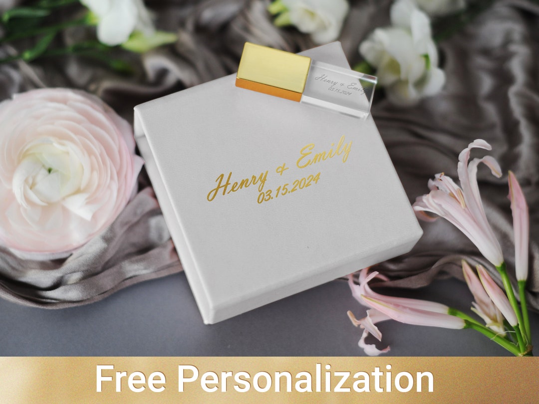Custom USB Box and USB Drive, Wedding Glass Engraved USB Flash Drive 8 ...