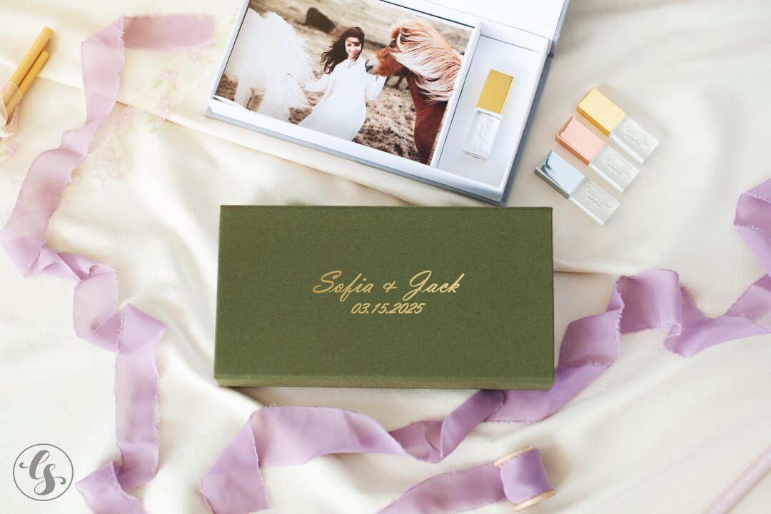 Linen Photo Box With Custom USB Flash Drive – Personalized Print Box ...
