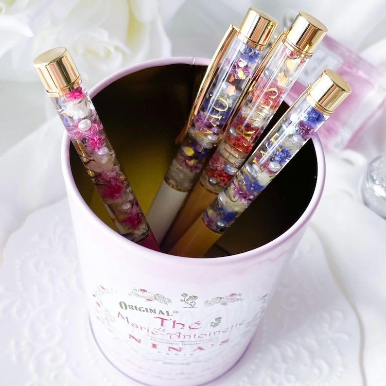 Herbarium Floral Ballpoint Pen – Liquid Floral Float Pen, Cute Flower ...