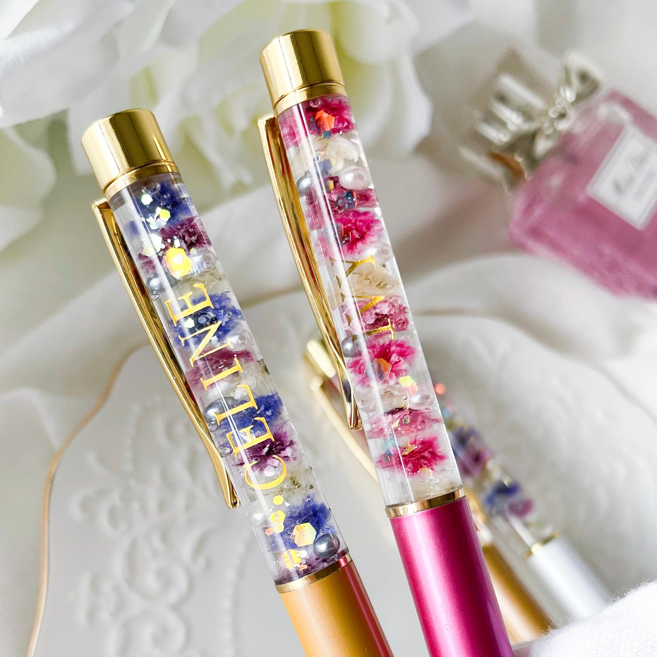 Herbarium Floral Ballpoint Pen – Liquid Floral Float Pen, Cute Flower ...