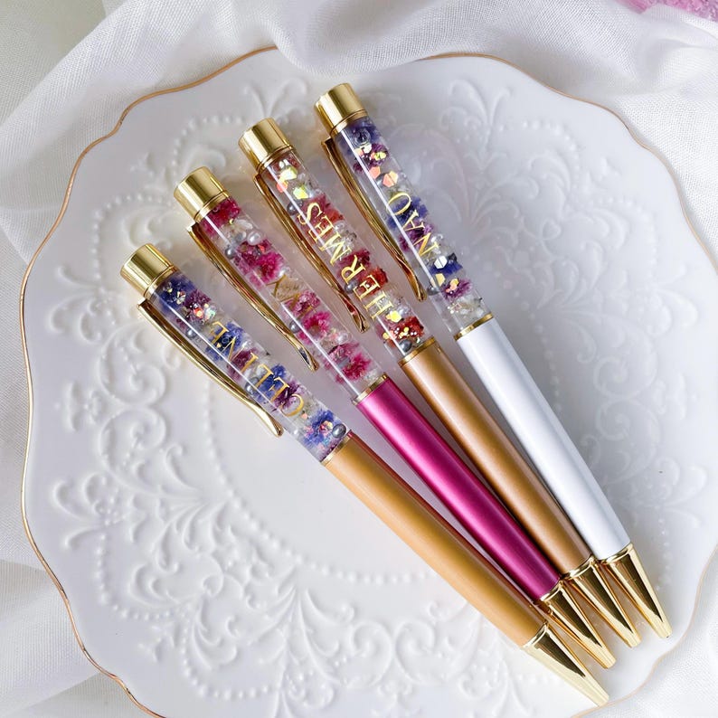 Herbarium Floral Ballpoint Pen – Liquid Floral Float Pen, Cute Flower ...