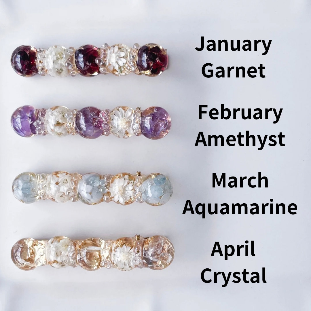 Birthstone Gift ,real Pressed Flowers Hair Barrette, Birthstone Jewelry ...
