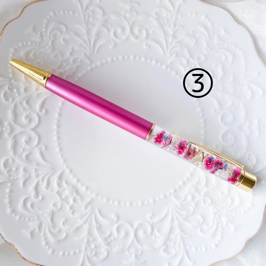 Herbarium Floral Ballpoint Pen – Liquid Floral Float Pen, Cute Flower ...