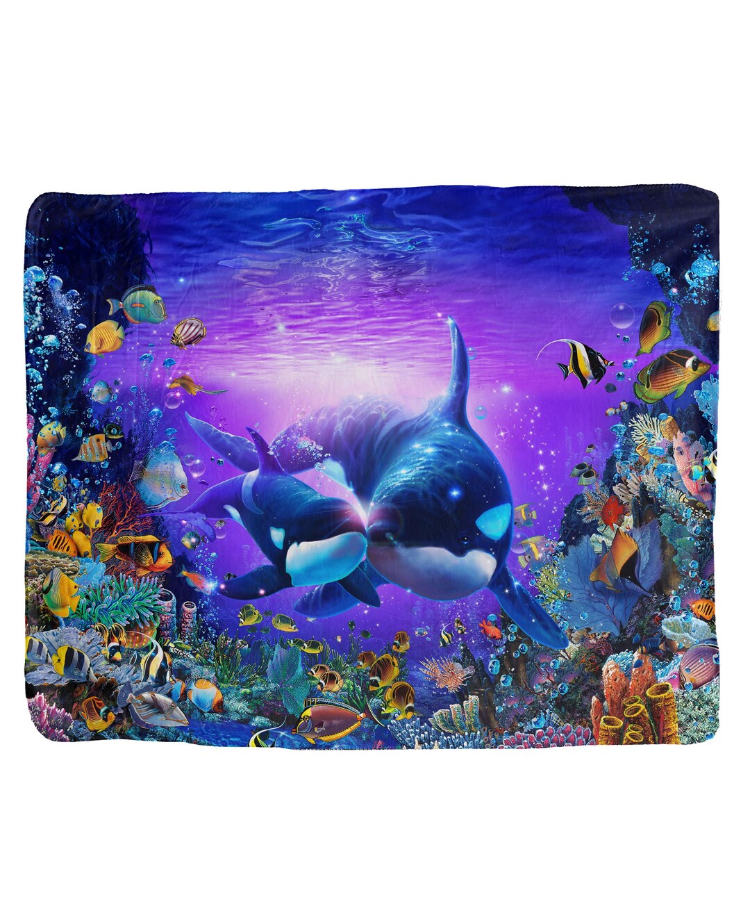 Brilliant Passage II Orca Lux Fleece Printed Blanket With Sherpa ...