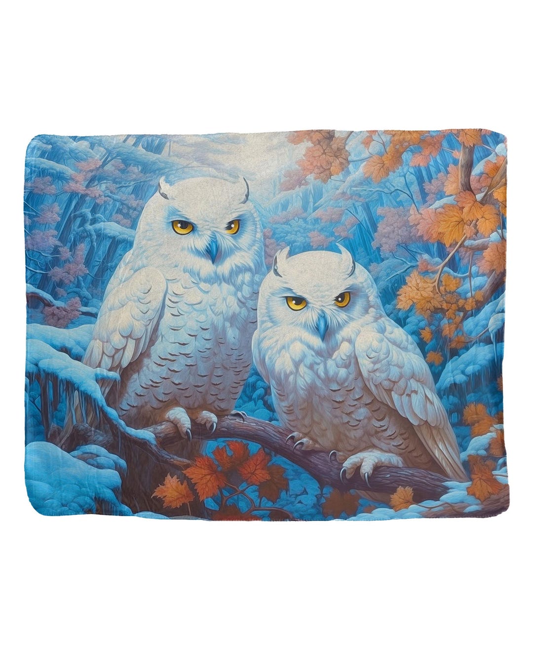 Snowy Owl Winter Lux Fleece Printed Blanket With Sherpa Backing - 50" X ...