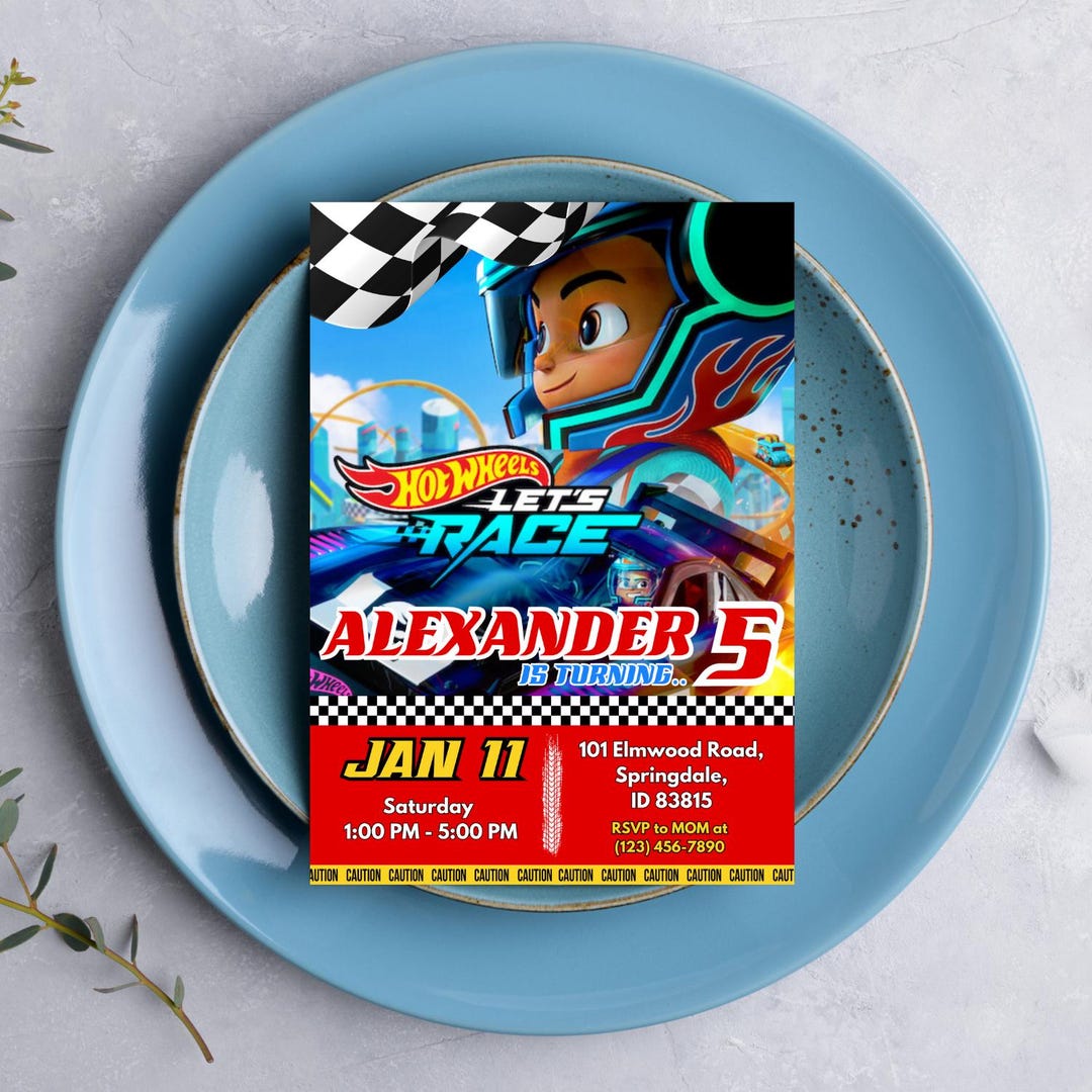 Invitación de cumpleaños de Hot Wheels Plantilla editable para fiesta ...