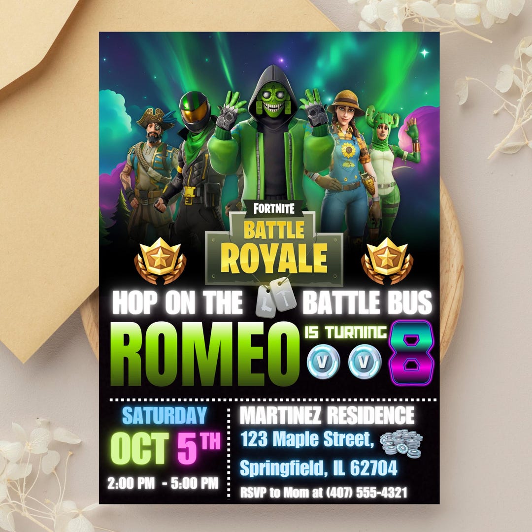 Battle Royale Birthday Invitation Editable Template Gamer Party Invite ...