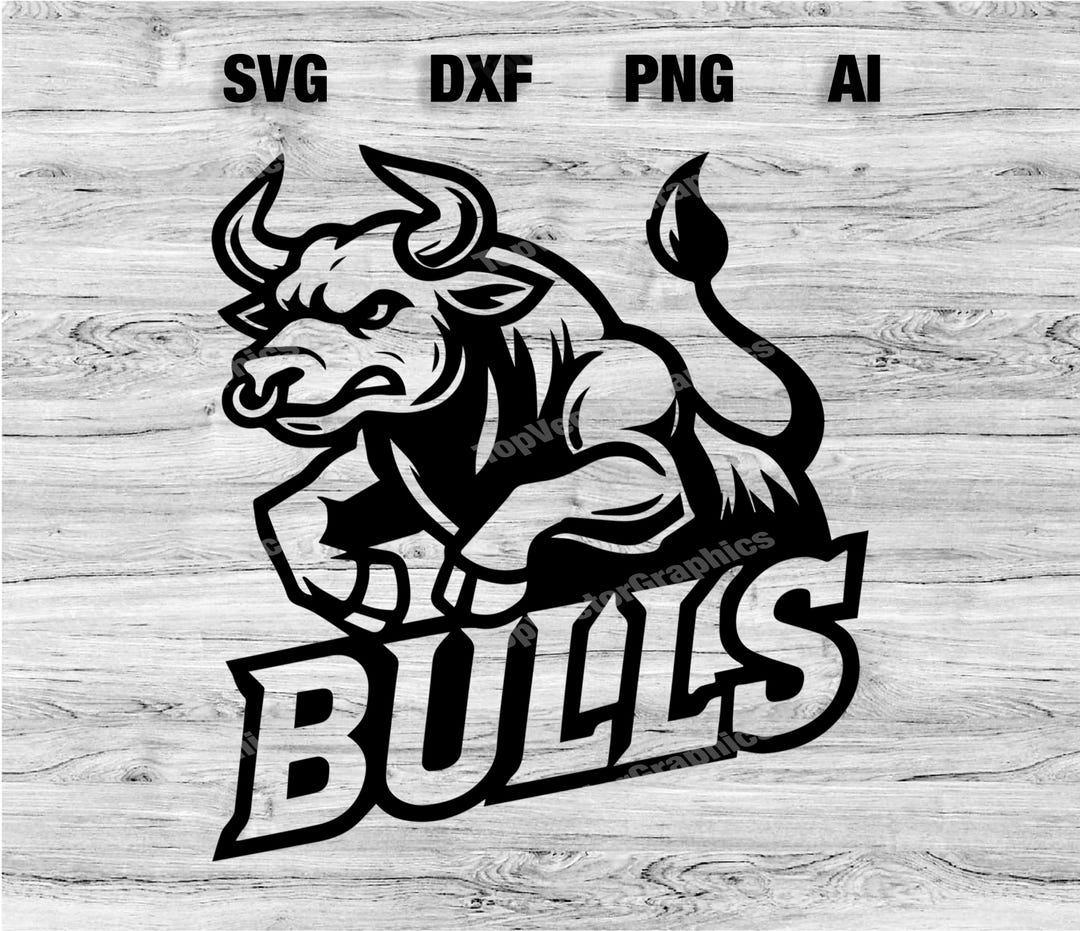 Bulls School Sport Team Logo SVG, PNG, PDF, Ai, Dxf File Baseball ...