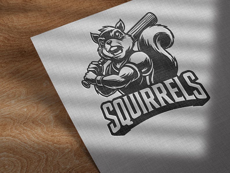 Baseball Squirrels Sports Team Logo SVG, PNG, Dxf, Ai File | Baseball ...