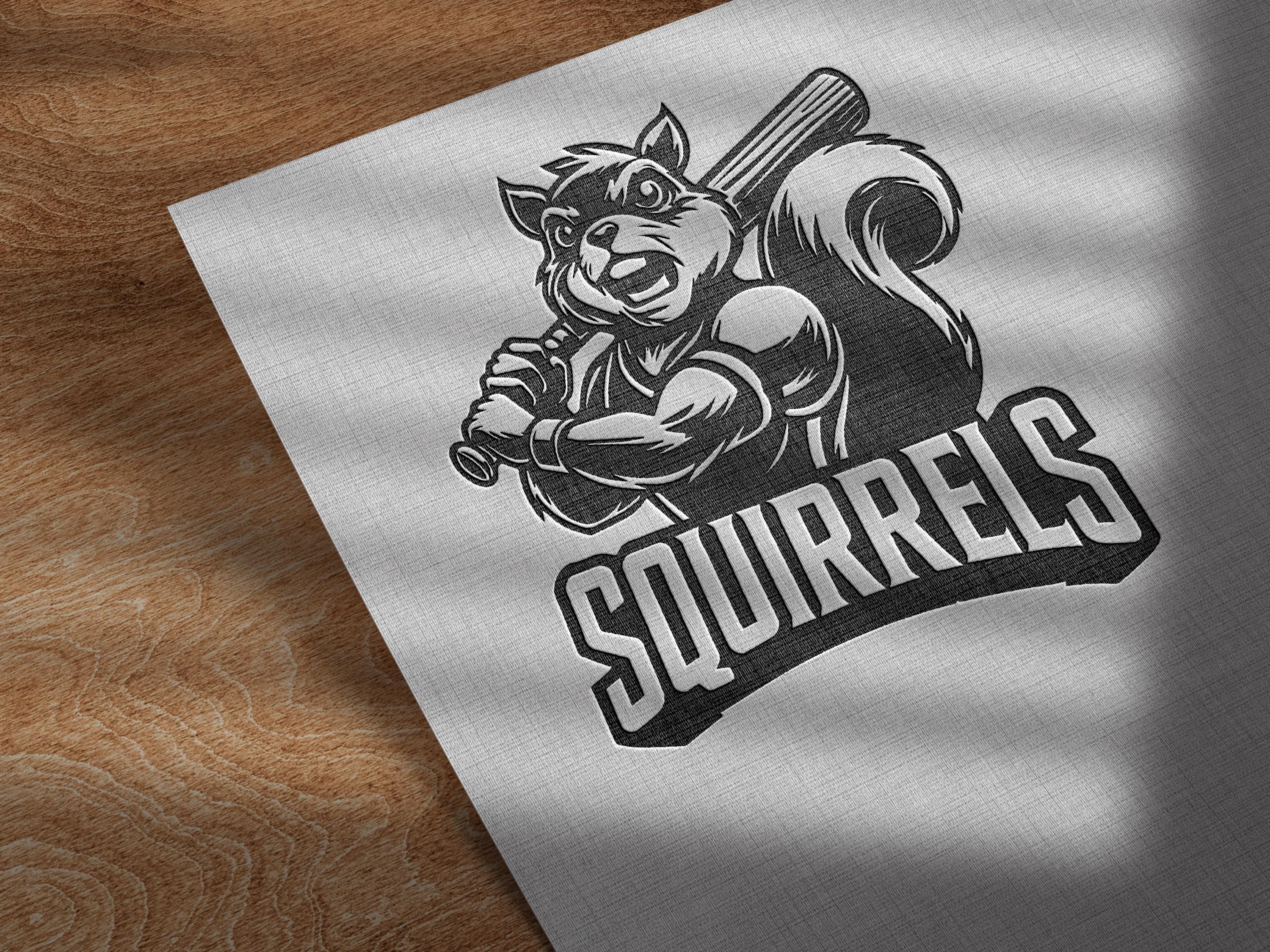 Baseball Squirrels Sports Team Logo SVG, PNG, Dxf, Ai File | Baseball ...