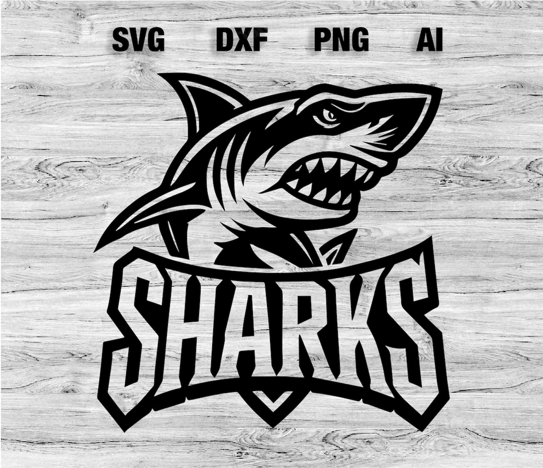 Sharks Sports Team Logo SVG, PNG, Dxf, Ai File | Baseball, Basketball ...