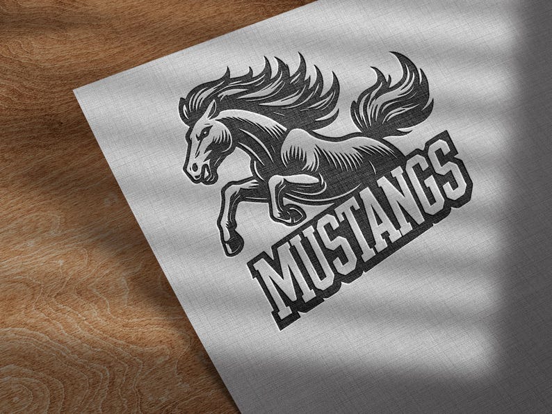 Mustangs School Sport Team Logo SVG, PNG, PDF, Ai, Dxf File Baseball ...