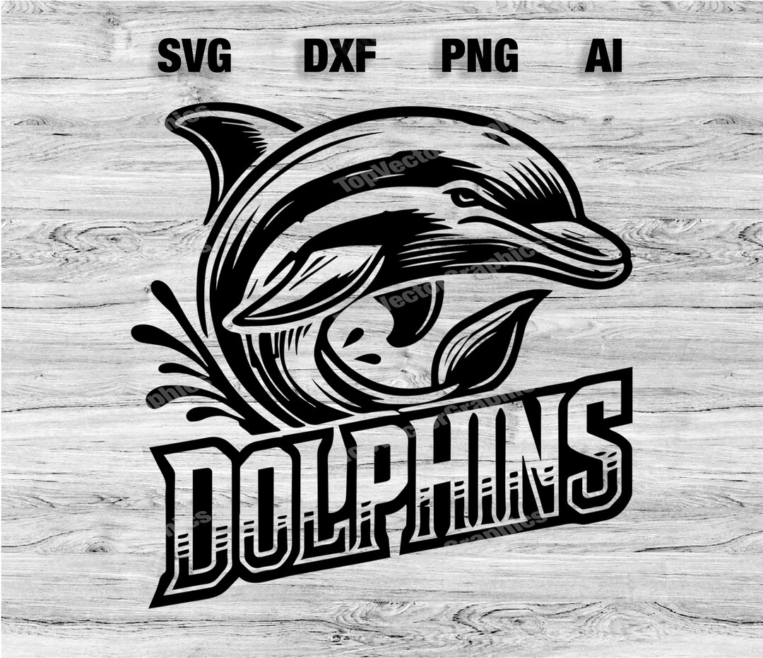 Dolphins Sport Team Logo SVG, PNG, Dxf, Ai File | Baseball, Basketball ...