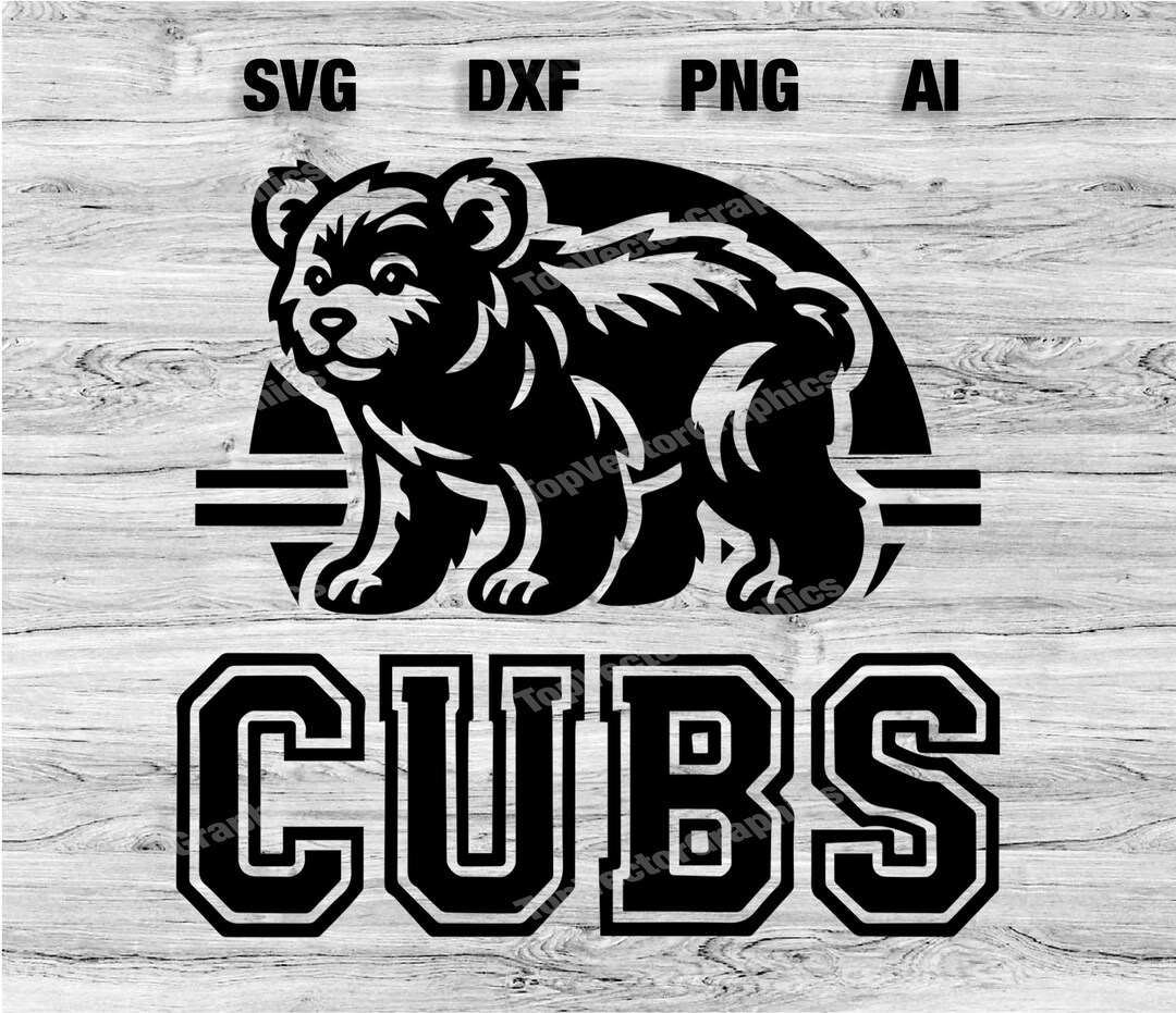 Bear Cub Sport Team Logo SVG, PNG, Dxf, Ai File | Cubs Baseball ...