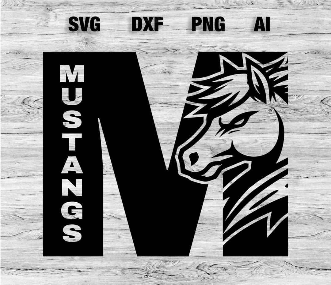 Mustangs M Letter School Sport Team Logo SVG, PNG, PDF, Ai, Dxf File ...