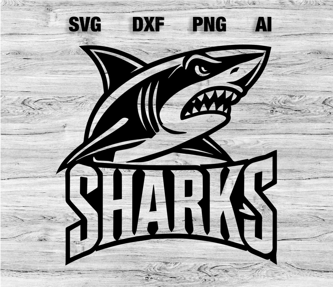 Sharks Sports Team Logo SVG, PNG, Dxf, Ai File | Baseball, Basketball ...