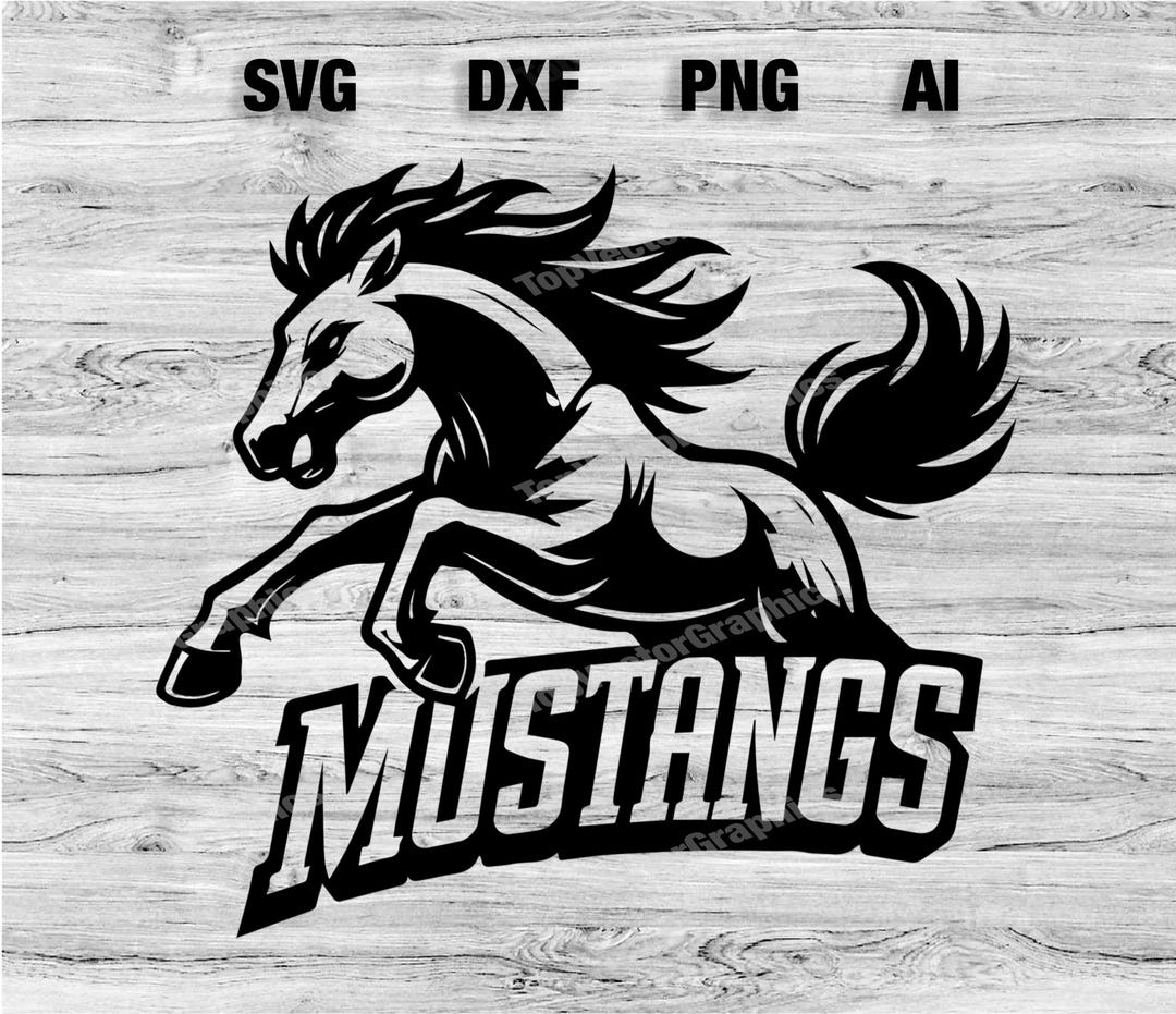 Mustangs School Sport Team Logo SVG, PNG, PDF, Ai, Dxf File Baseball ...