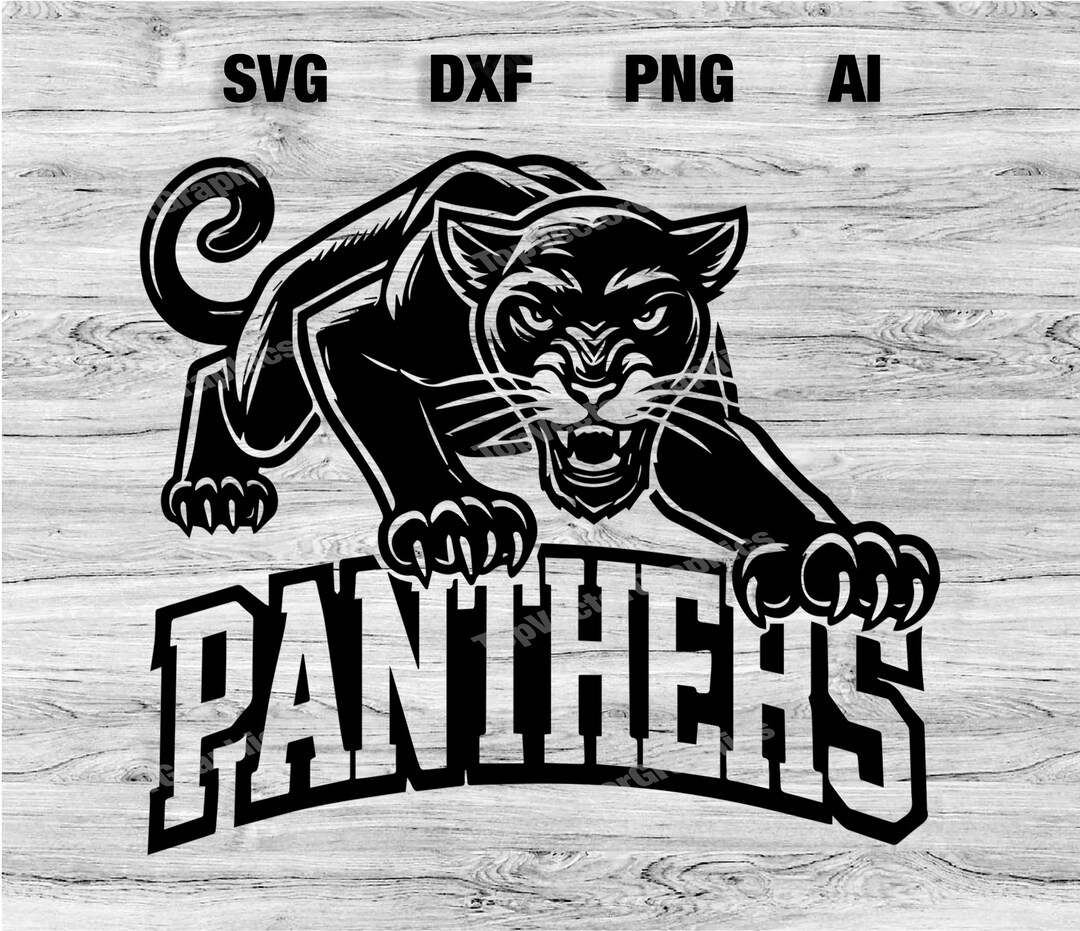 Panthers School Sports Team Logo SVG, PNG, Dxf, Ai File Football ...