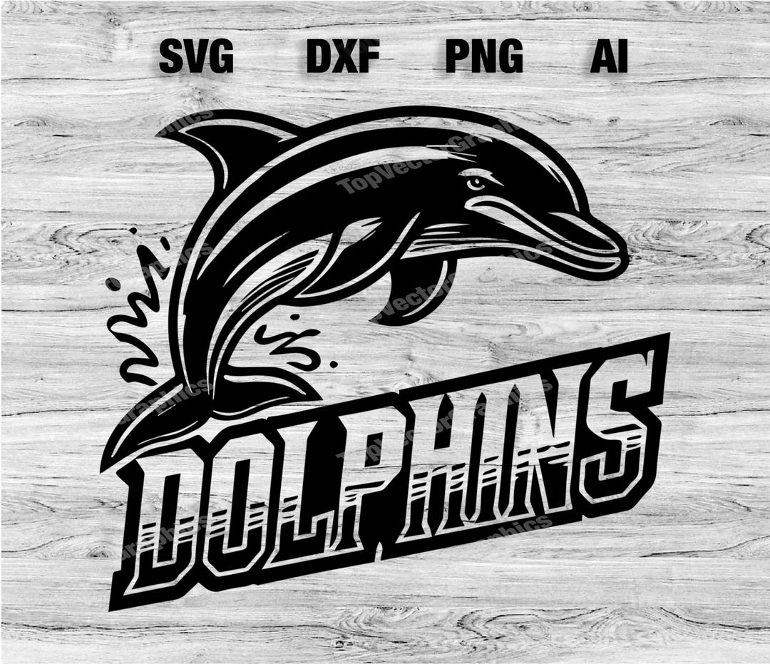 Dolphins Sport Team Logo SVG, PNG, Dxf, Ai File | Baseball, Basketball ...