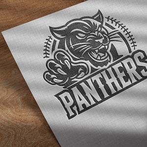 Panthers Baseball Team Logo SVG, PNG, Dxf, Ai File | Cool Panthers Cat ...