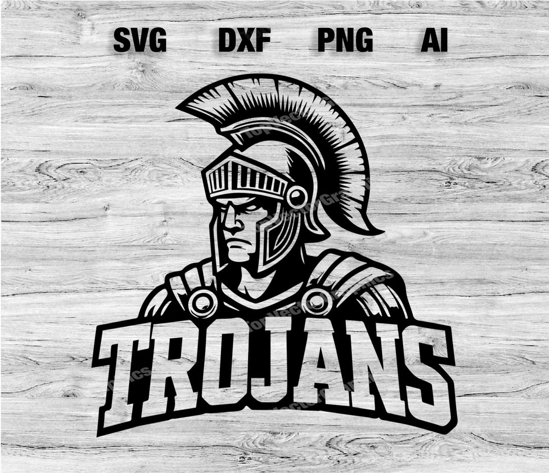 Trojans Sports Team Logo SVG, PNG, Dxf, Ai File | Baseball, Basketball ...