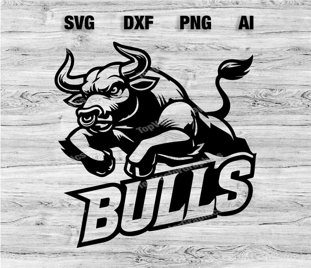 Bulls School Sport Team Logo SVG, PNG, PDF, Ai, Dxf File Baseball ...