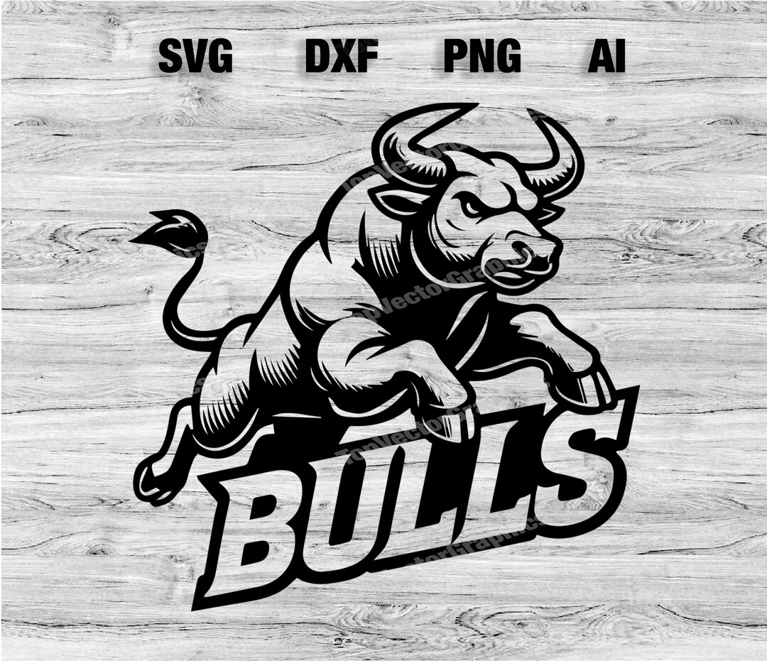 Bulls School Sport Team Logo SVG, PNG, PDF, Ai, Dxf File Baseball ...