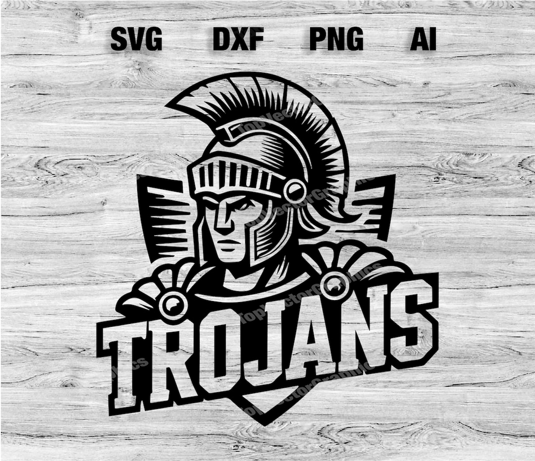 Trojans Sports Team Logo SVG, PNG, Dxf, Ai File | Baseball, Basketball ...