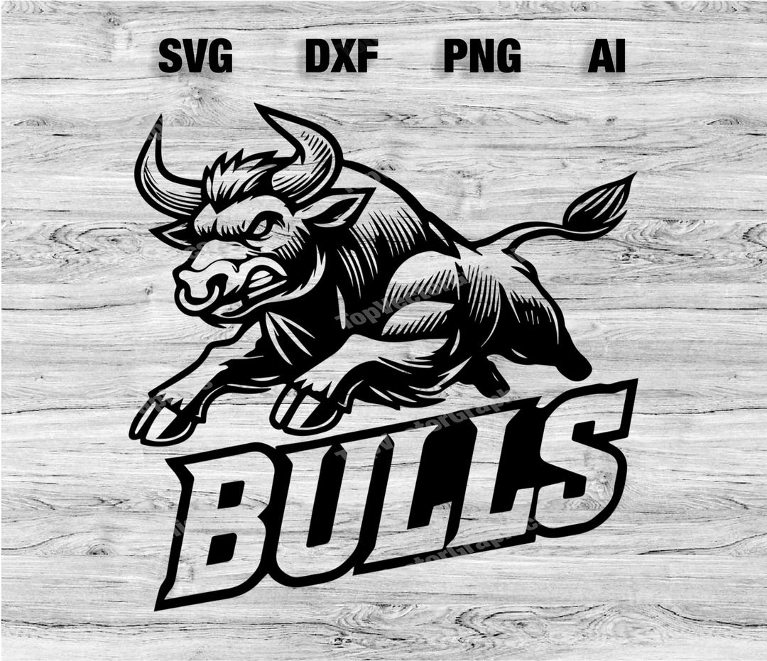 Bulls School Sport Team Logo SVG, PNG, PDF, Ai, Dxf File Baseball ...