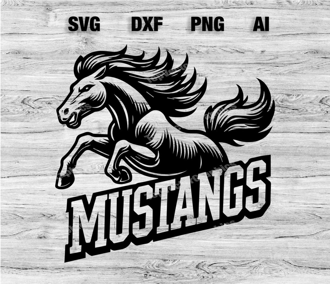 Mustangs School Sport Team Logo SVG, PNG, PDF, Ai, Dxf File Baseball ...