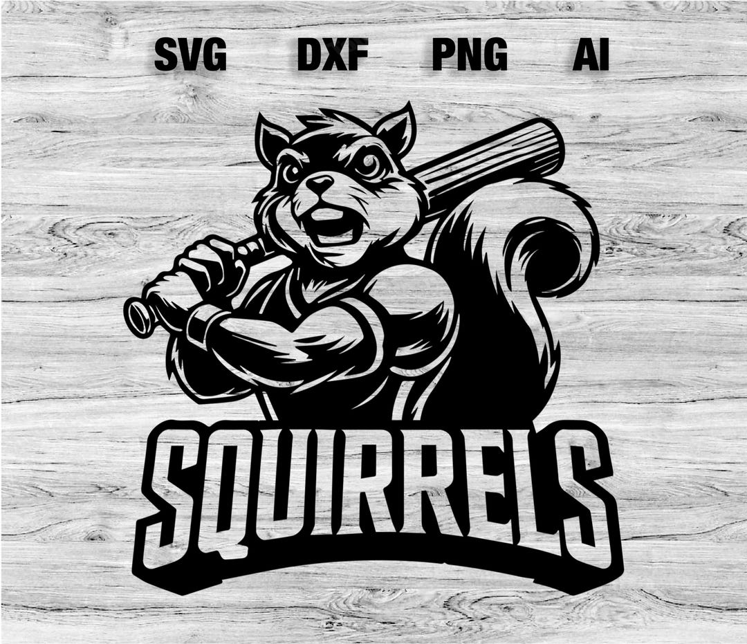 Baseball Squirrels Sports Team Logo SVG, PNG, Dxf, Ai File | Baseball ...