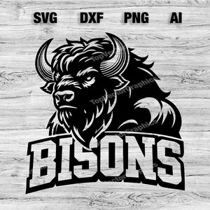 Bisons Sport Team Logo SVG, PNG, Dxf, Ai File | Baseball, Basketball ...