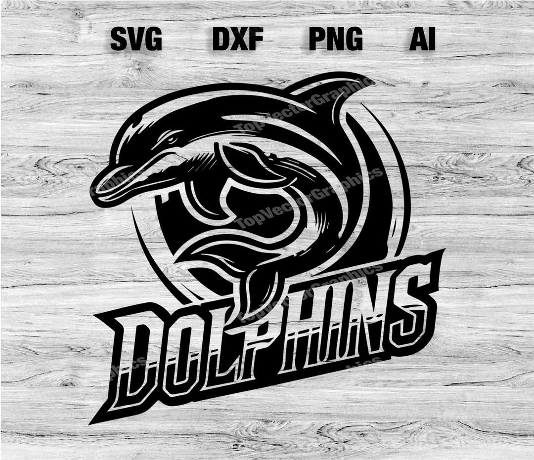 Dolphins Sport Team Logo SVG, PNG, Dxf, Ai File | Baseball, Basketball ...
