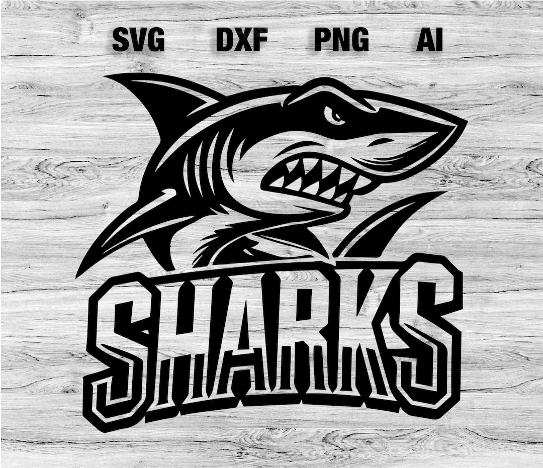 Sharks Sports Team Logo SVG, PNG, Dxf, Ai File | Baseball, Basketball ...