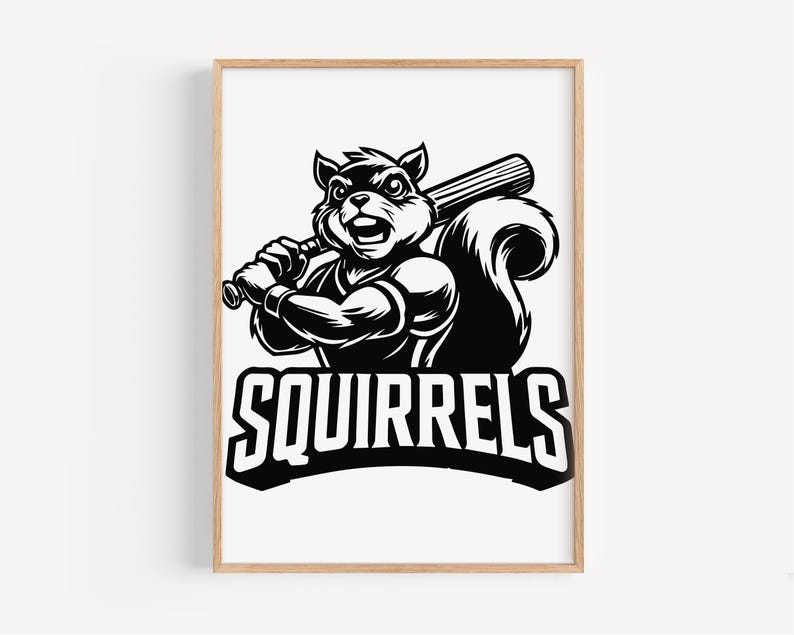 Baseball Squirrels Sports Team Logo SVG, PNG, Dxf, Ai File | Baseball ...