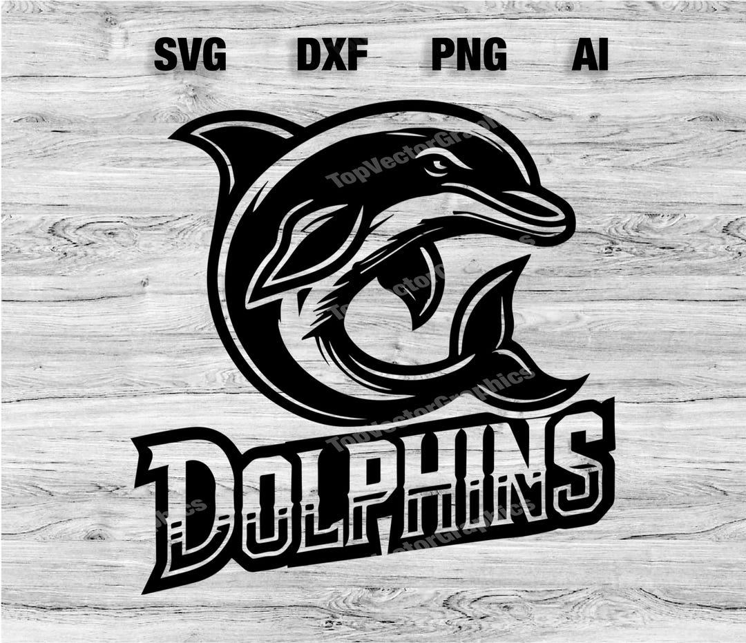 Dolphins Sport Team Logo SVG, PNG, Dxf, Ai File | Baseball, Basketball ...