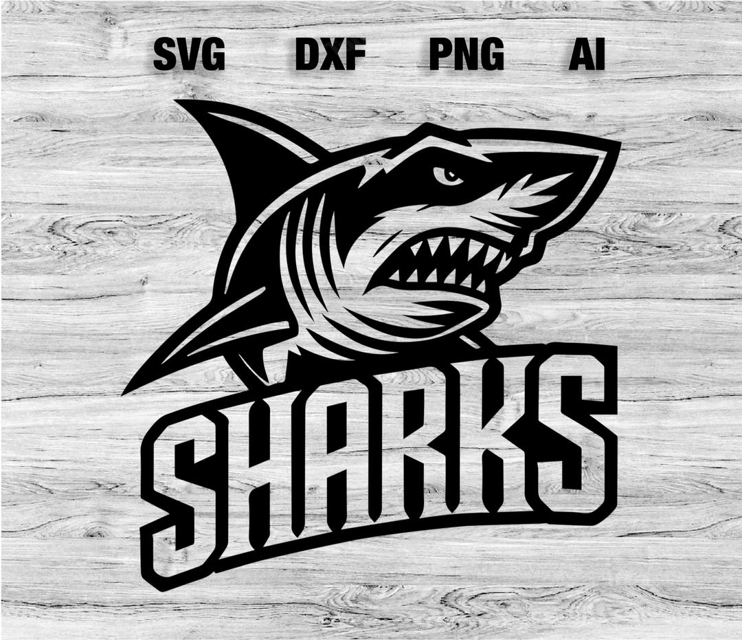 Sharks Sports Team Logo SVG, PNG, Dxf, Ai File | Baseball, Basketball ...