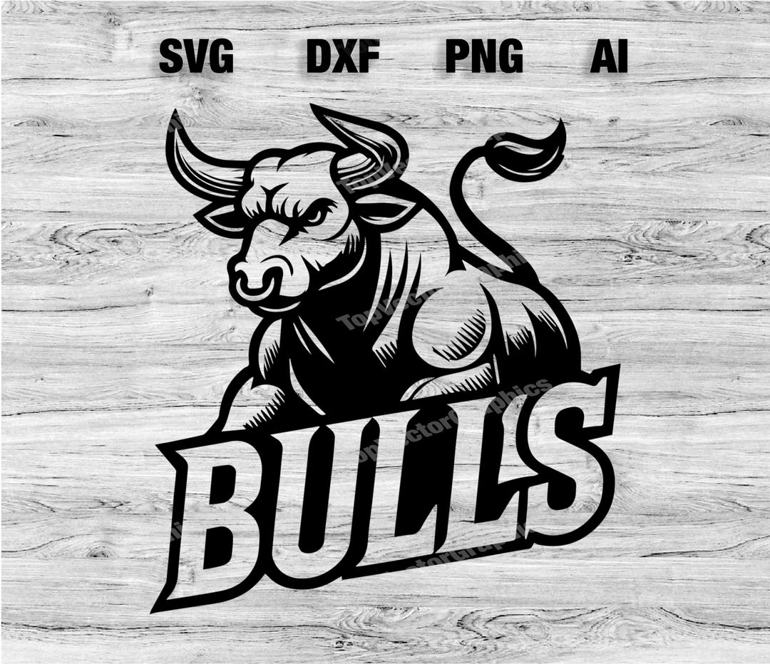 Bulls School Sport Team Logo SVG, PNG, PDF, Ai, Dxf File Baseball ...